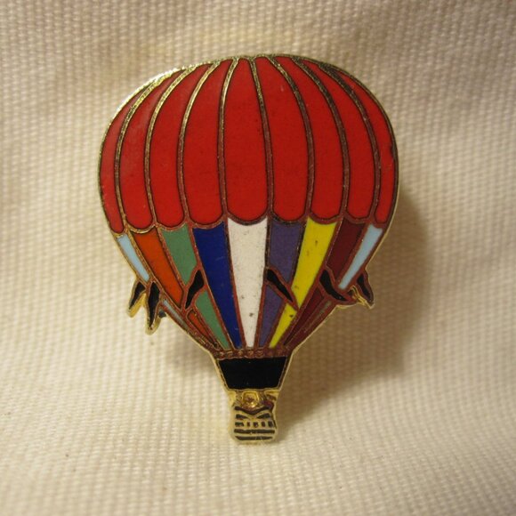 Unique Vintage | Jewelry | Vintage Hot Air Balloon Pin Red Top W Colors ...